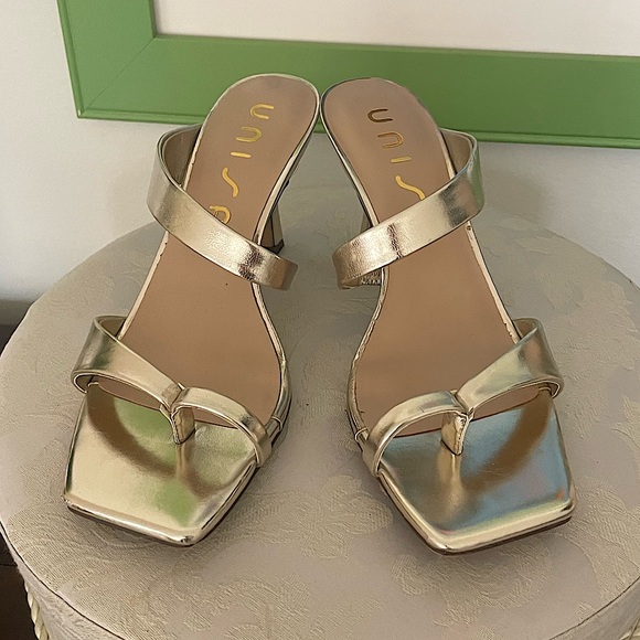 Unisa | Shoes | Unisa Gold Heeled Sandals 7 | Poshmark